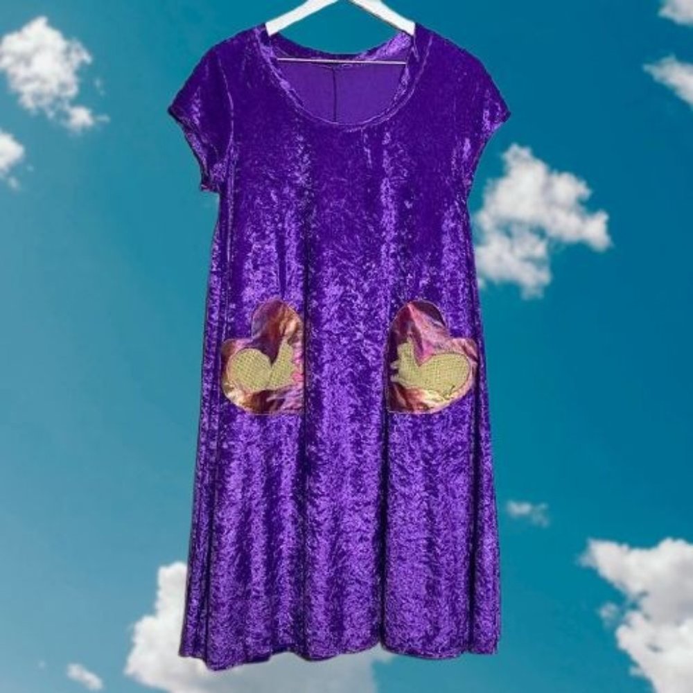 Electric Purple Velvet Squirrel Trapeze Dress Xl - Gem